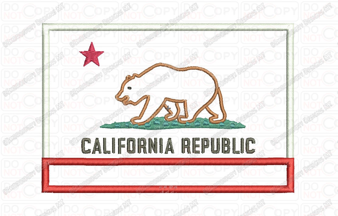 California State Flag Applique Embroidery Design in 4x4 and 5x7 Sizes ...