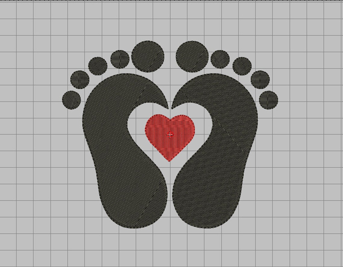 Feet With Heart Embroidery Design in 1x1 2x2 3x3 4x4 5x5 6x6 - Etsy
