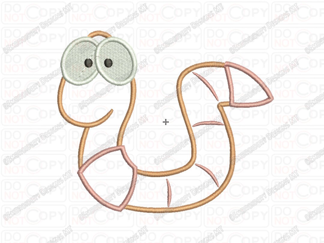 Worm Applique Embroidery Design in 3x3 4x4 and 5x7 Sizes - Etsy
