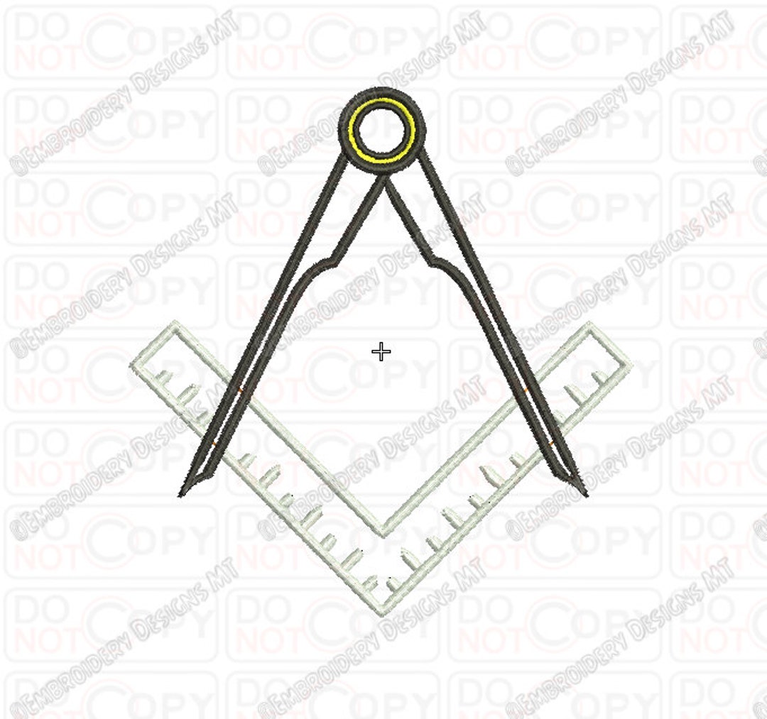 Square and Compass Symbol Applique Embroidery Design in 3x3 4x4 and 5x7 ...