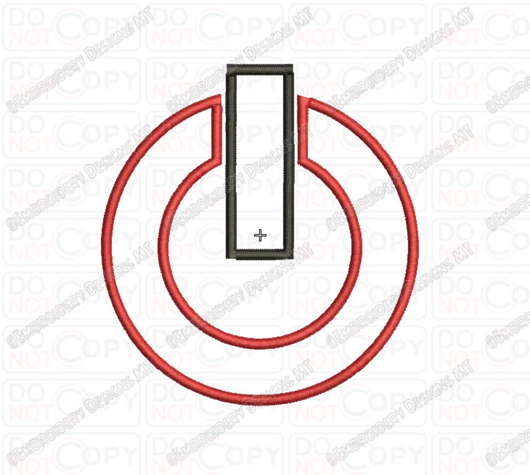 Power Button Applique Embroidery Design in 2x2 3x3 4x4 and 5x7 Sizes - Etsy