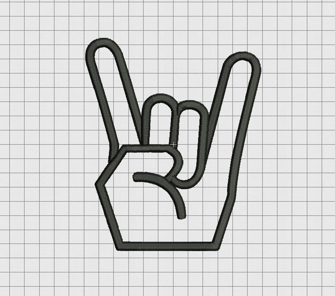 Rock on Hand Applique Sign Embroidery Design in 3x3 4x4 5x5 and 6x6 ...