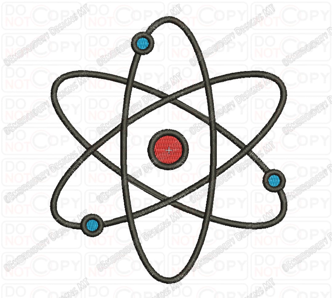 Atom Embroidery Design in 2x2 3x3 4x4 and 5x7 Sizes - Etsy