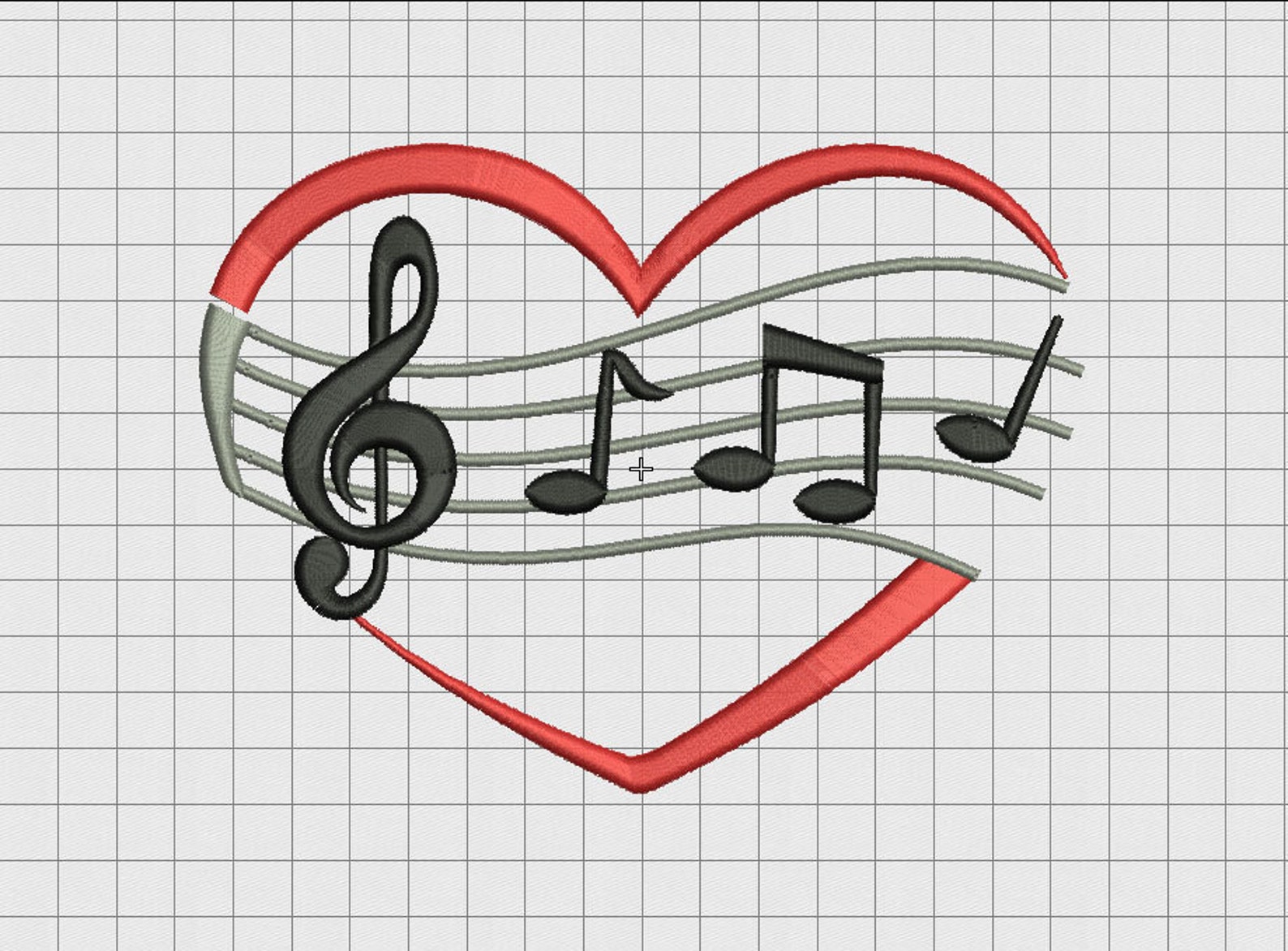 Heart Music Score Note Embroidery Design in 3x3 4x4 5x5 and - Etsy