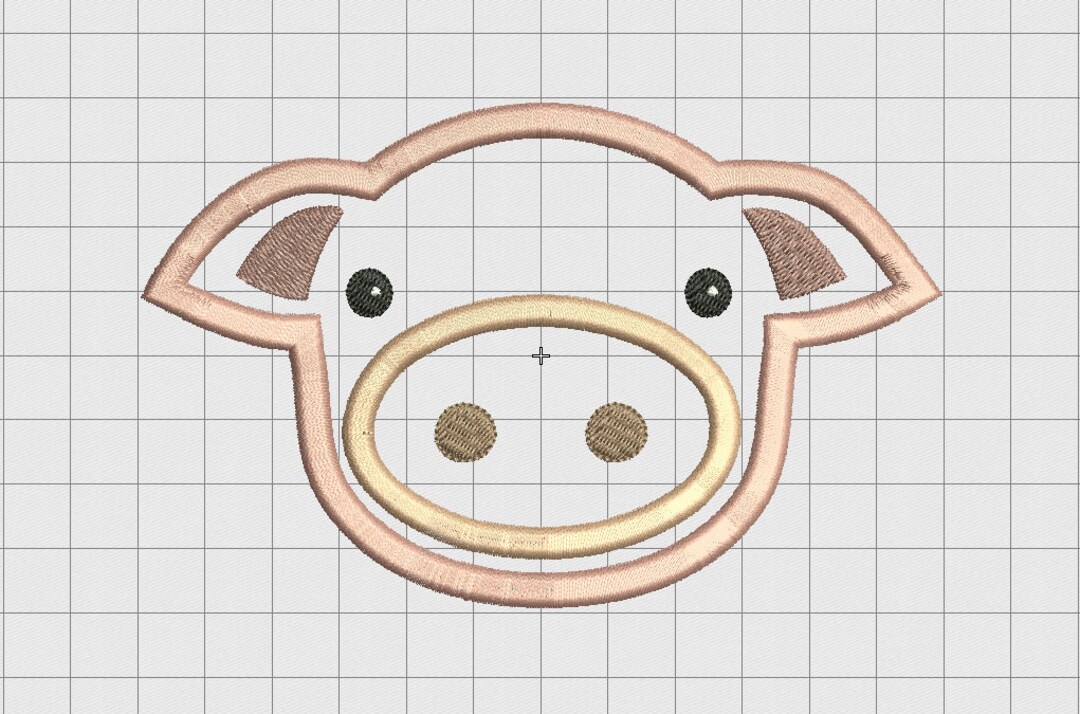 Pig Face Droopy Ears Applique Embroidery Design in 3x3 4x4 5x5 and 6x6 ...