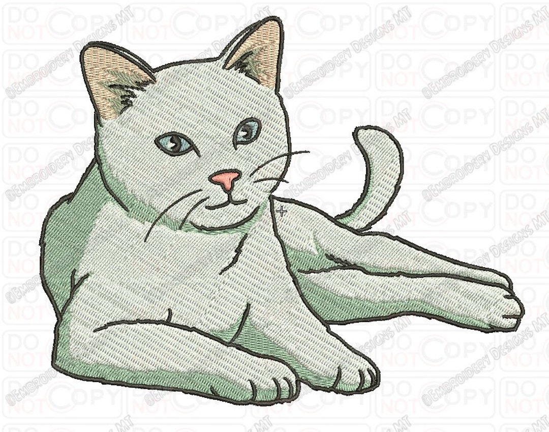 Basic Cat Feline Full Stitch Embroidery Design in 3x3 4x4 and 5x7 Sizes ...