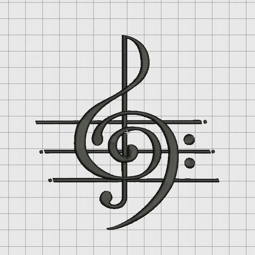 Treble Clef Machine Embroidery Design Musical Notes | Etsy