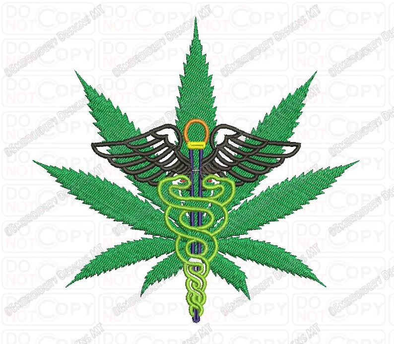Medical Marijuana Cannabis Leaf With Caduceus Embroidery | Etsy