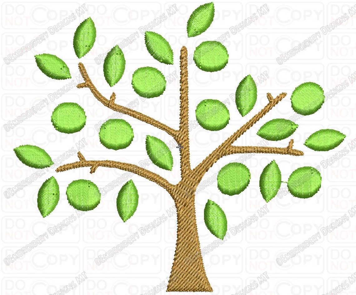 Tree With Satin Leaves Embroidery Design in 4x4 and 5x7 Sizes - Etsy