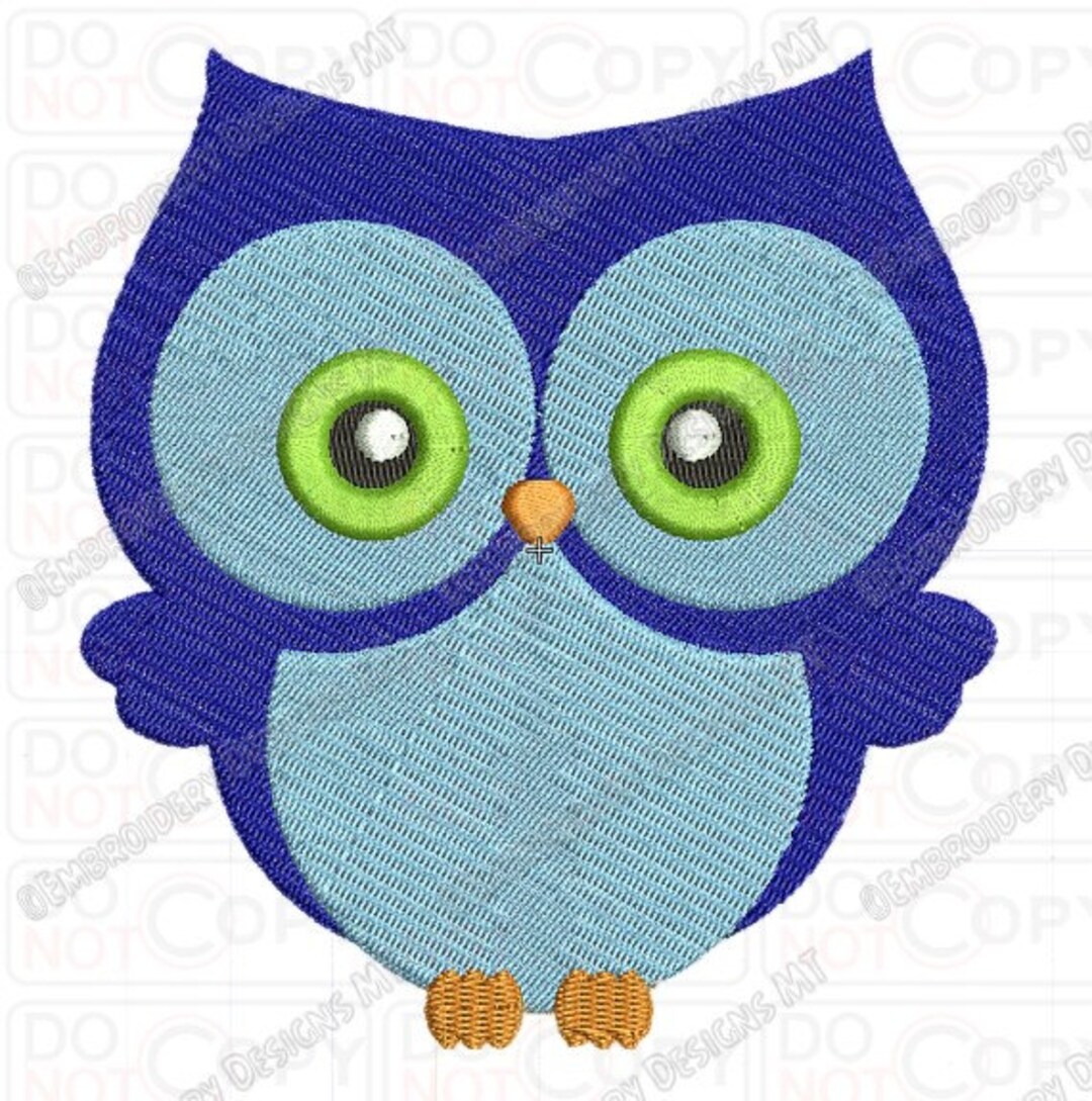 Cartoon Blue Owl Boy Full Stitch Embroidery Design in 3x3 4x4 and 5x7 ...