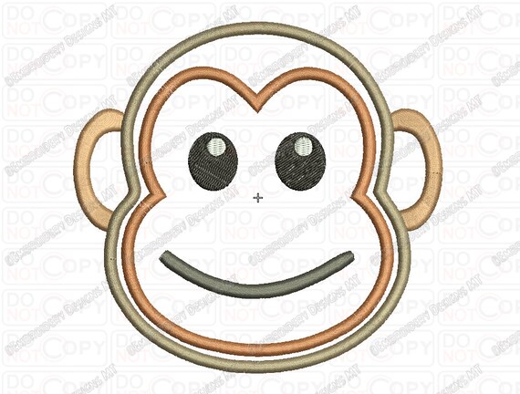Monkey Face Head Applique Embroidery Design in 3x3 4x4 and 5x7 | Etsy