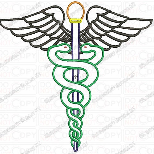 Caduceus Embroidery Design Medical Caduceus Embroidery - Etsy