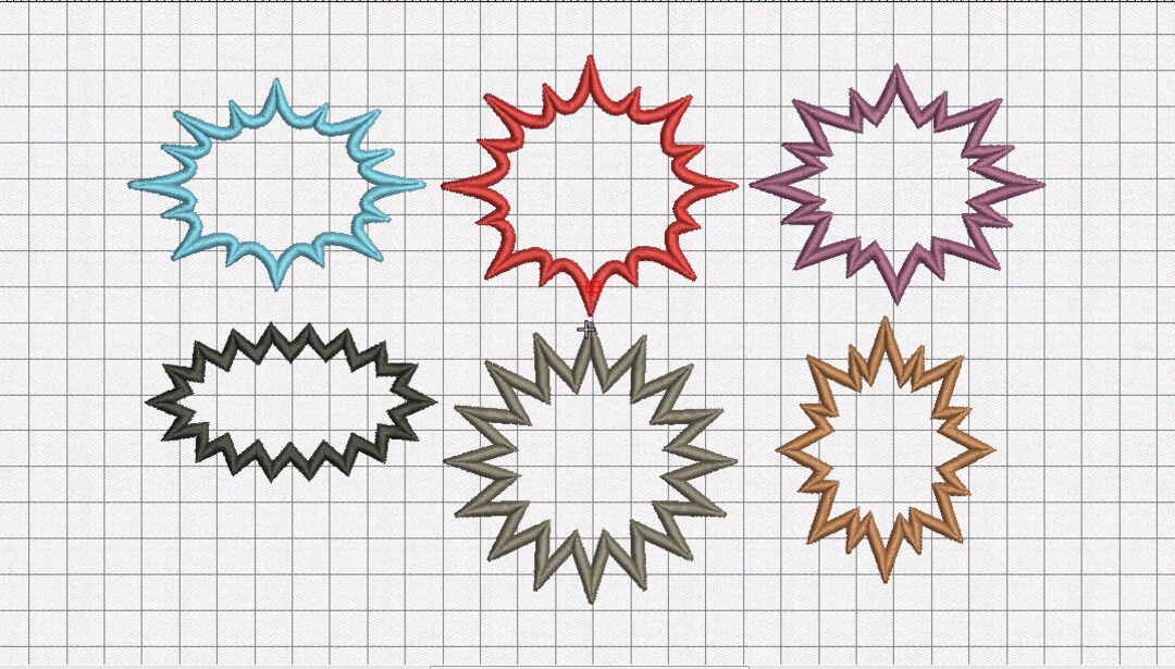 Comic Explosion Cartoon Frame Border SET OF 6 Applique Embroidery ...