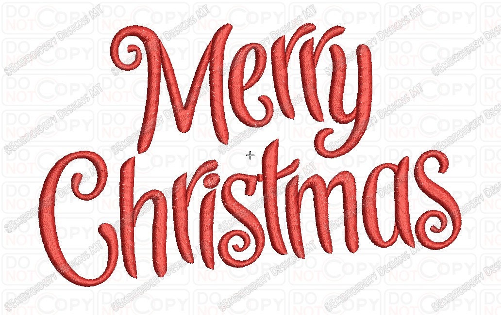 Merry Christmas Basic Script Embroidery Design in 3x3 4x4 and | Etsy