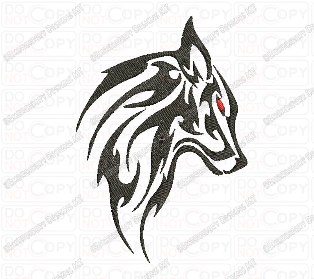 Wolf Tribal Tattoo Embroidery Design in 3x3 4x4 and 5x7 Sizes - Etsy