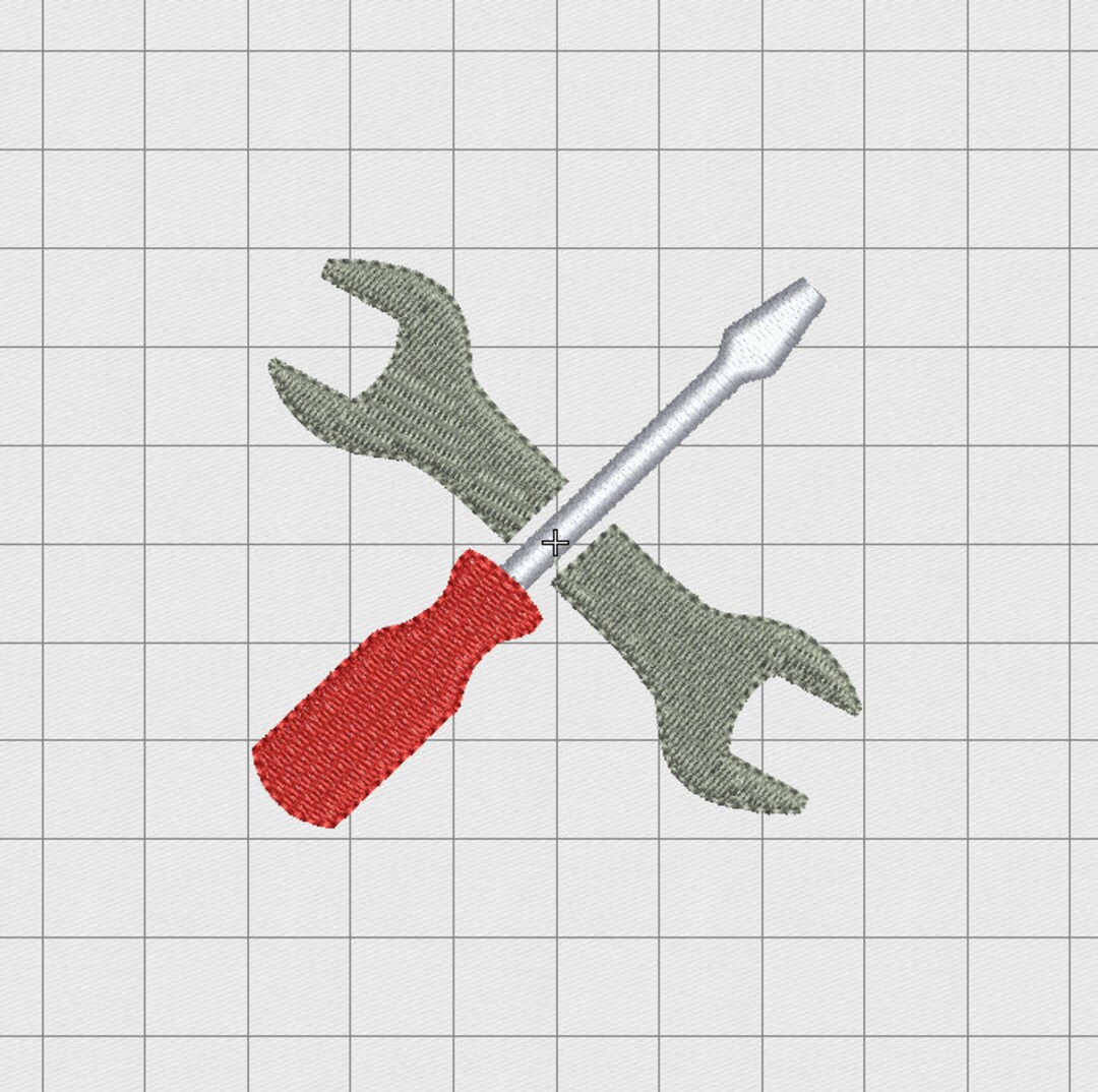 Wrench and Screwdriver Mini Embroidery Design in 1x1 2x2 3x3 and 4x4 ...