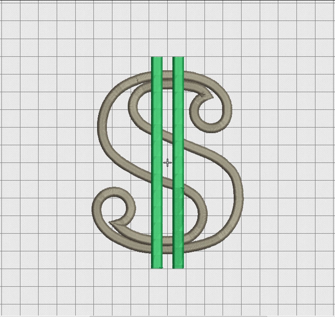 Dollar Sign 2 Stroke Applique Embroidery Design in 3x3 4x4 5x5 and 6x6 ...