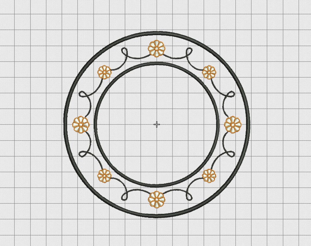 Floral Circle Name Border Frame Embroidery Design in 4x4 5x5 and 6x6 ...