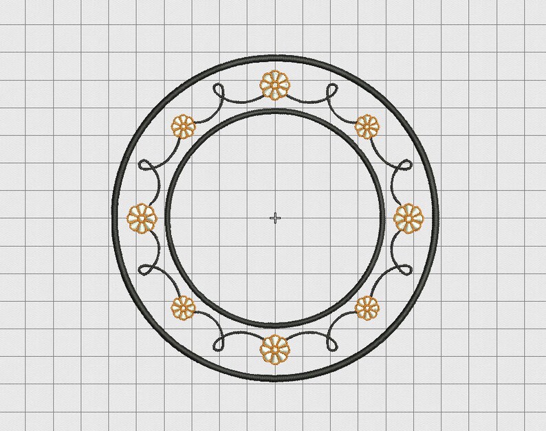 Floral Circle Name Border Frame Embroidery Design in 4x4 5x5 - Etsy