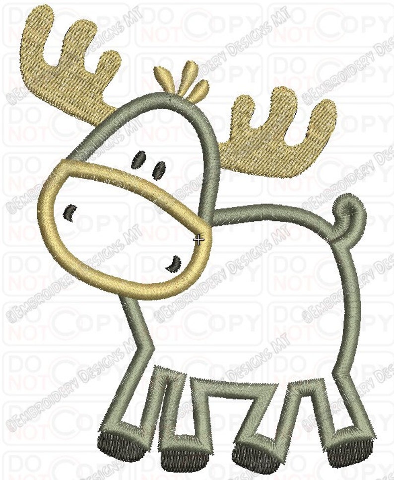 Childish Moose Applique Embroidery Design in 4x4 5x5 and 6x6 Sizes - Etsy
