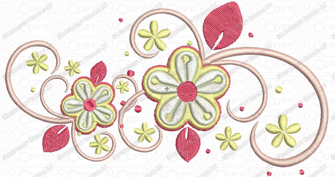 Spring Flower Swirl Fleur Embroidery Design in 4x4 5x5 and 5x7 | Etsy