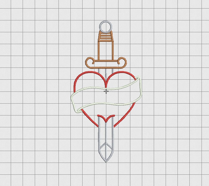 Heart Sword and Banner Applique Embroidery Design in 4x4 5x5 - Etsy