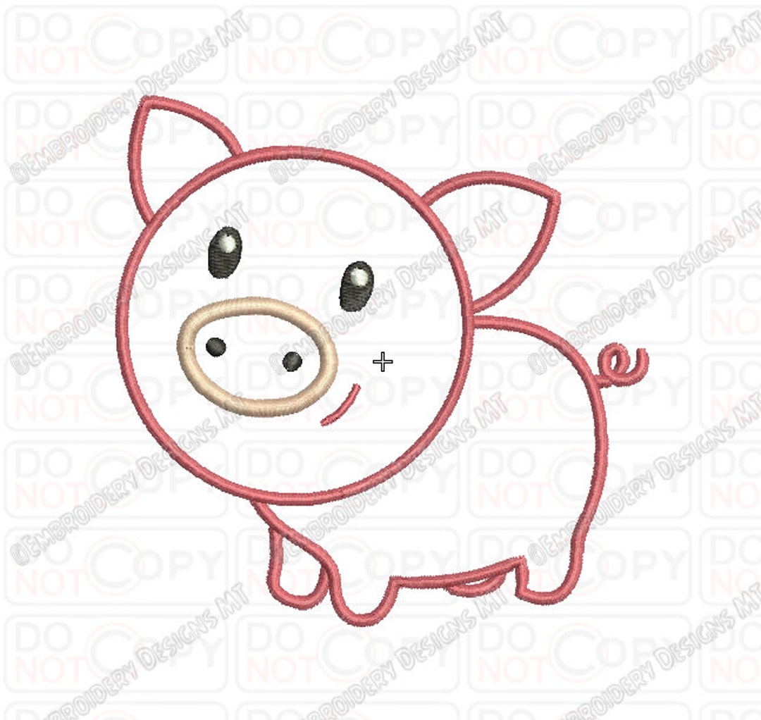 Pig Cute Cartoon Applique Embroidery Design in 3x3 4x4 and 5x7 Sizes - Etsy