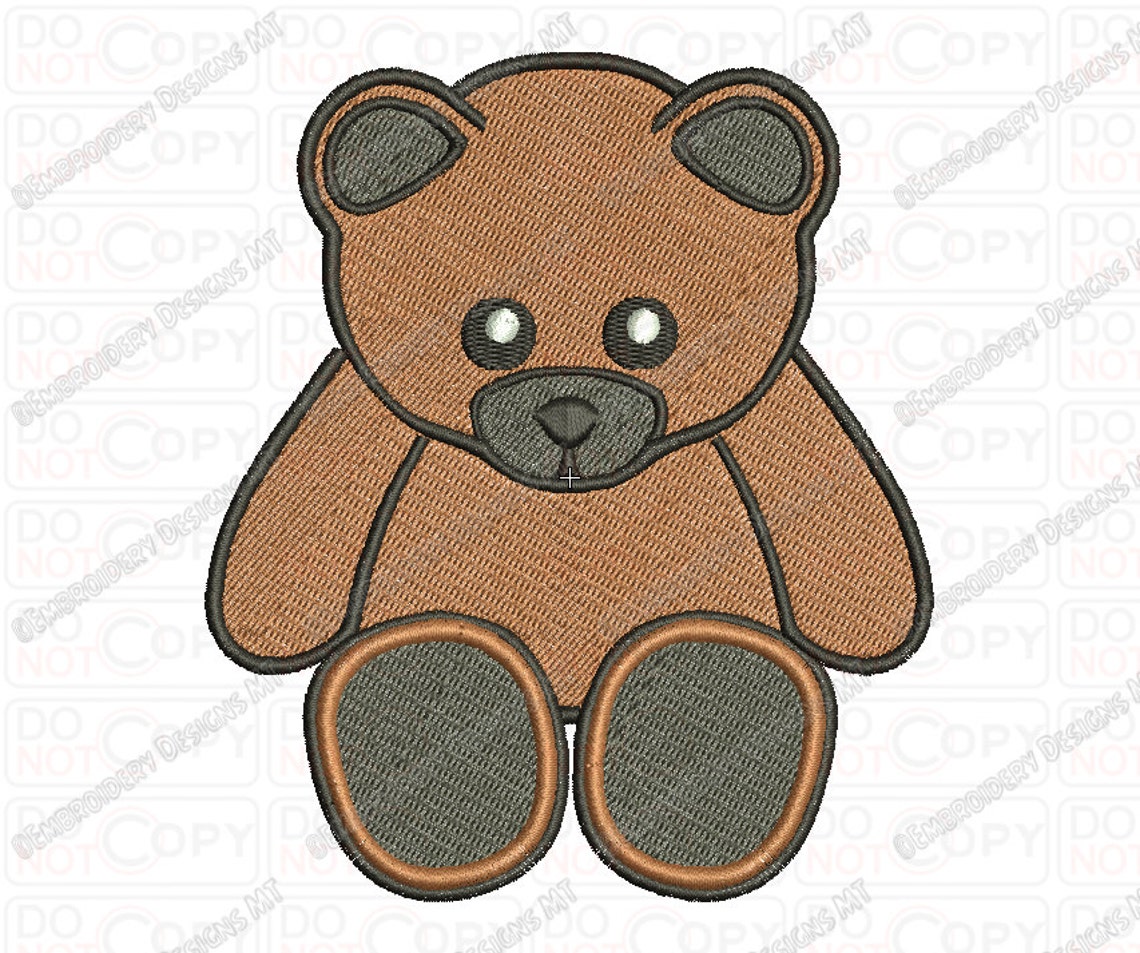 Teddy Bear Brown Full Stitch Embroidery Design in 3x3 4x4 and 5x7 Sizes ...