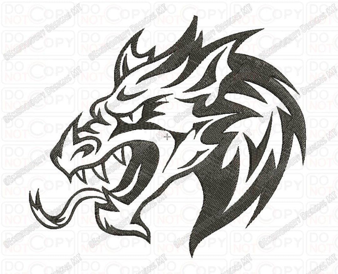 Chinese Dragon Head Tattoo Style Embroidery Design in 3x3 4x4 and 5x7 ...