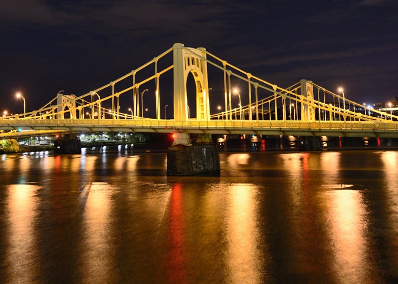 Roberto Clemente Bridge at Night, Downtown Pittsburgh, Pennsylvania ...