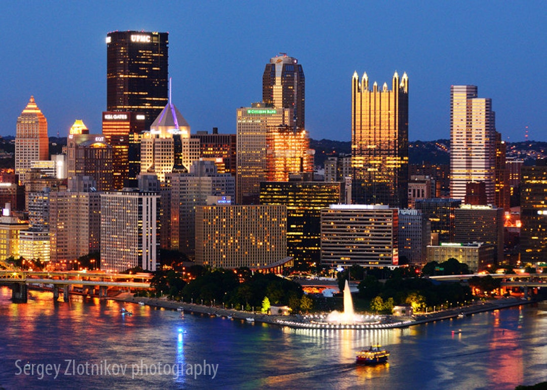 Sunset at Downtown Pittsburgh, PA Three Rivers Point Free Matting - Etsy