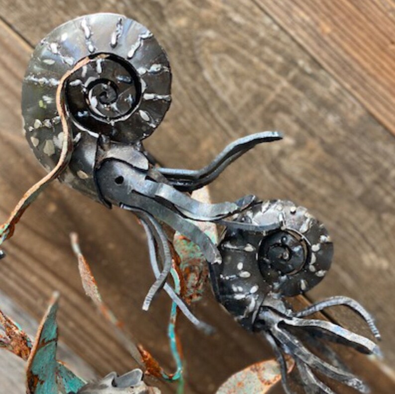 Trilobite and Ammonites Metal Art, One of a Kind, Sculpture, Made in ...
