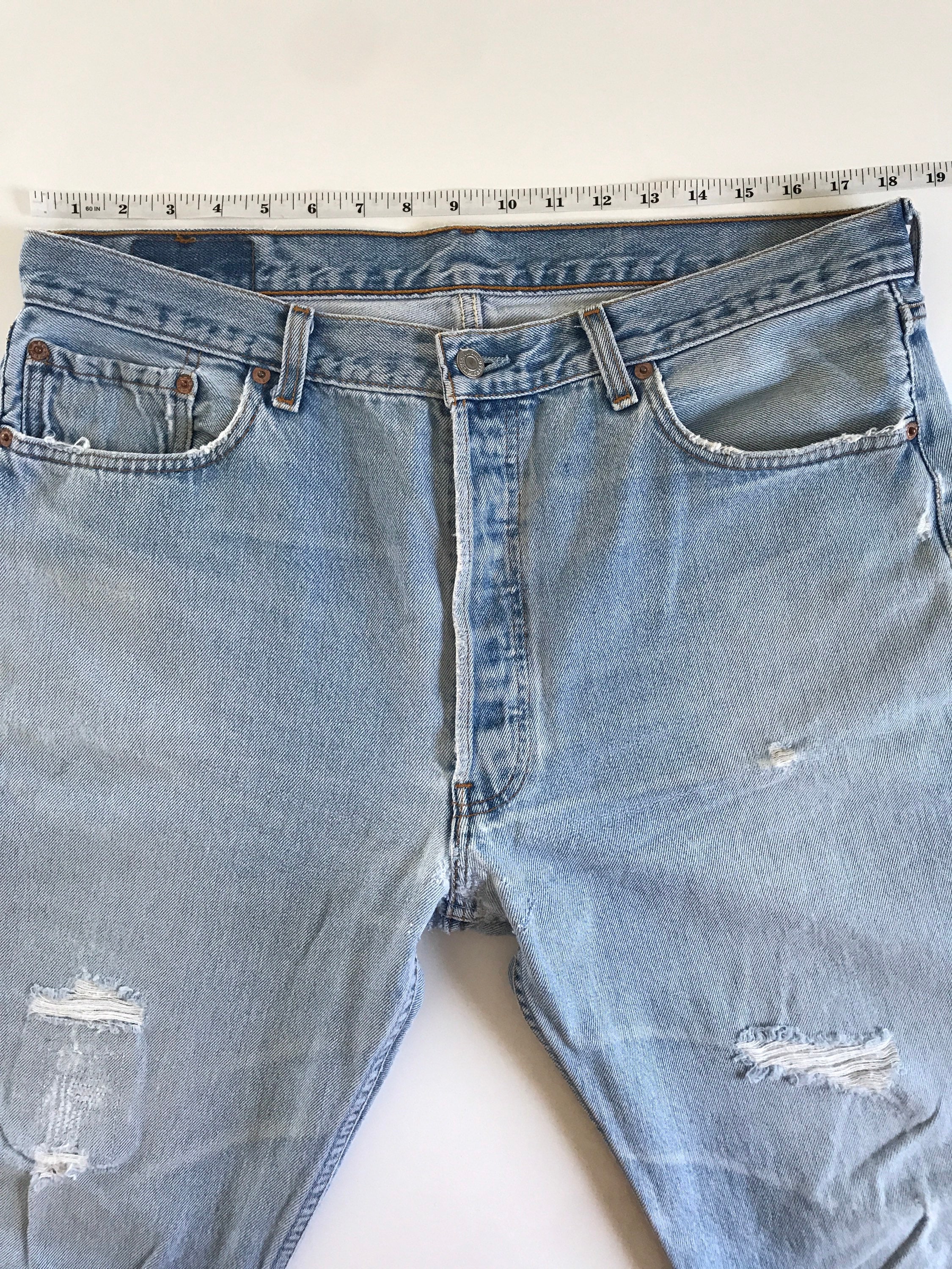 1990's, Vintage Levis 501 Jeans, Well Worn, Holes, Rips 1990's, Vintage Levis 501 Jeans, Well Worn, Holes, Rips