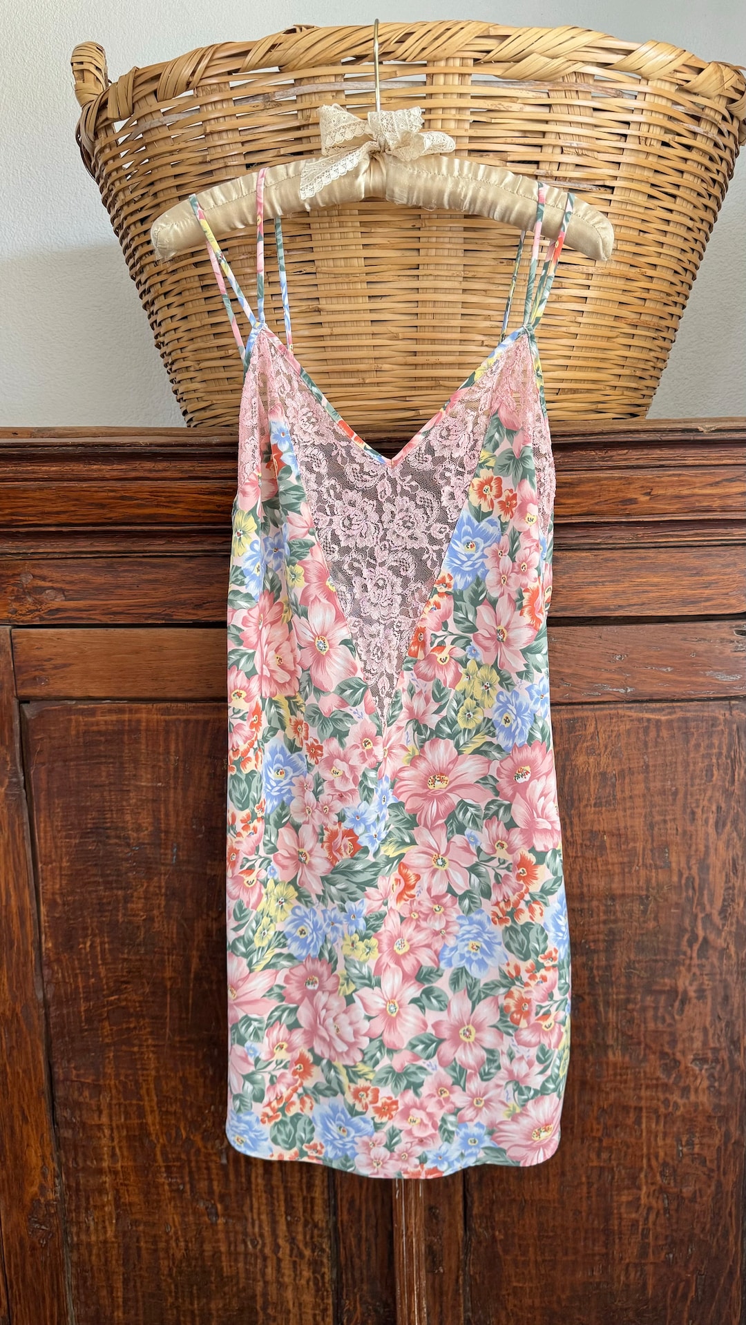 1990’s Victoria’s Secret Flora Lace Slip, Medium, Pastels, Pink Slip ...