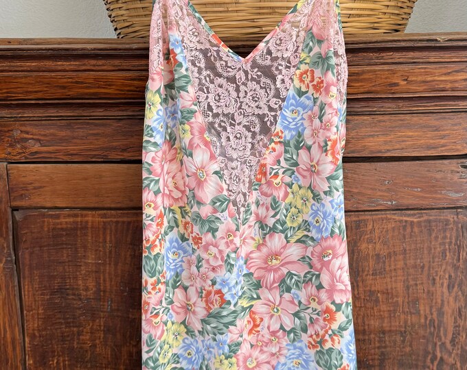 1990’s Victoria’s Secret Flora Lace Slip, Medium, Pastels, Pink Slip ...