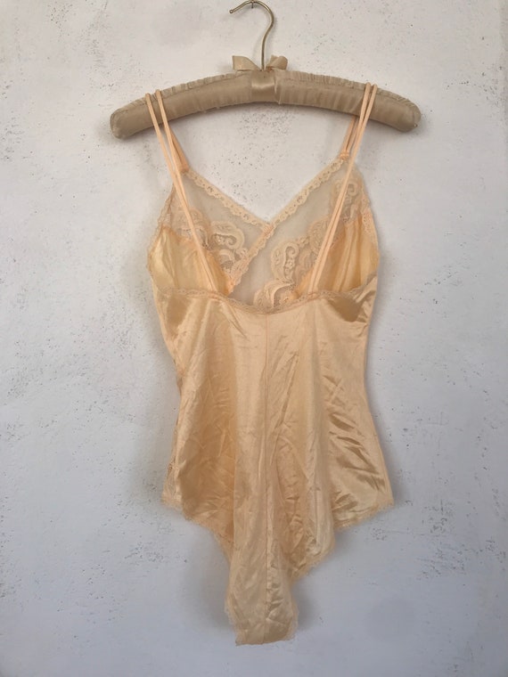 1980’s bodysuit lingerie, sheer lace, vintage lingeri… - Gem