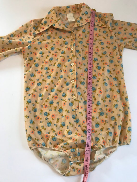 1960’s, 1970’s, floral polyester bodysuit, disco boy … - Gem