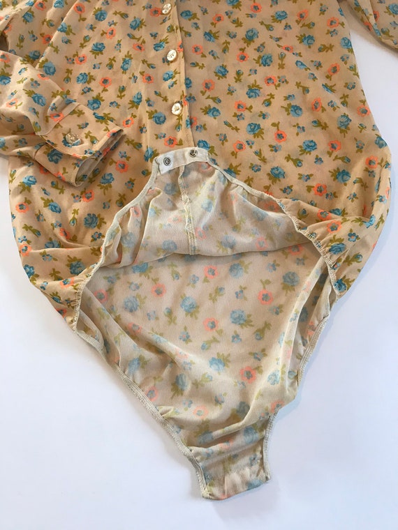1960’s, 1970’s, floral polyester bodysuit, disco boy … - Gem