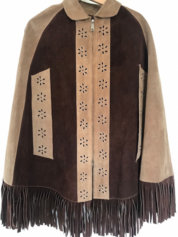 vintage char leather poncho - Gem