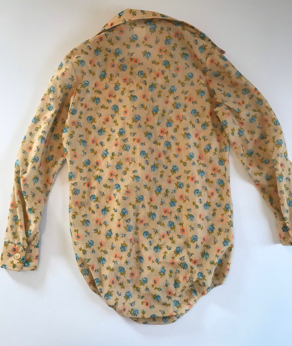 1960’s, 1970’s, floral polyester bodysuit, disco boy … - Gem