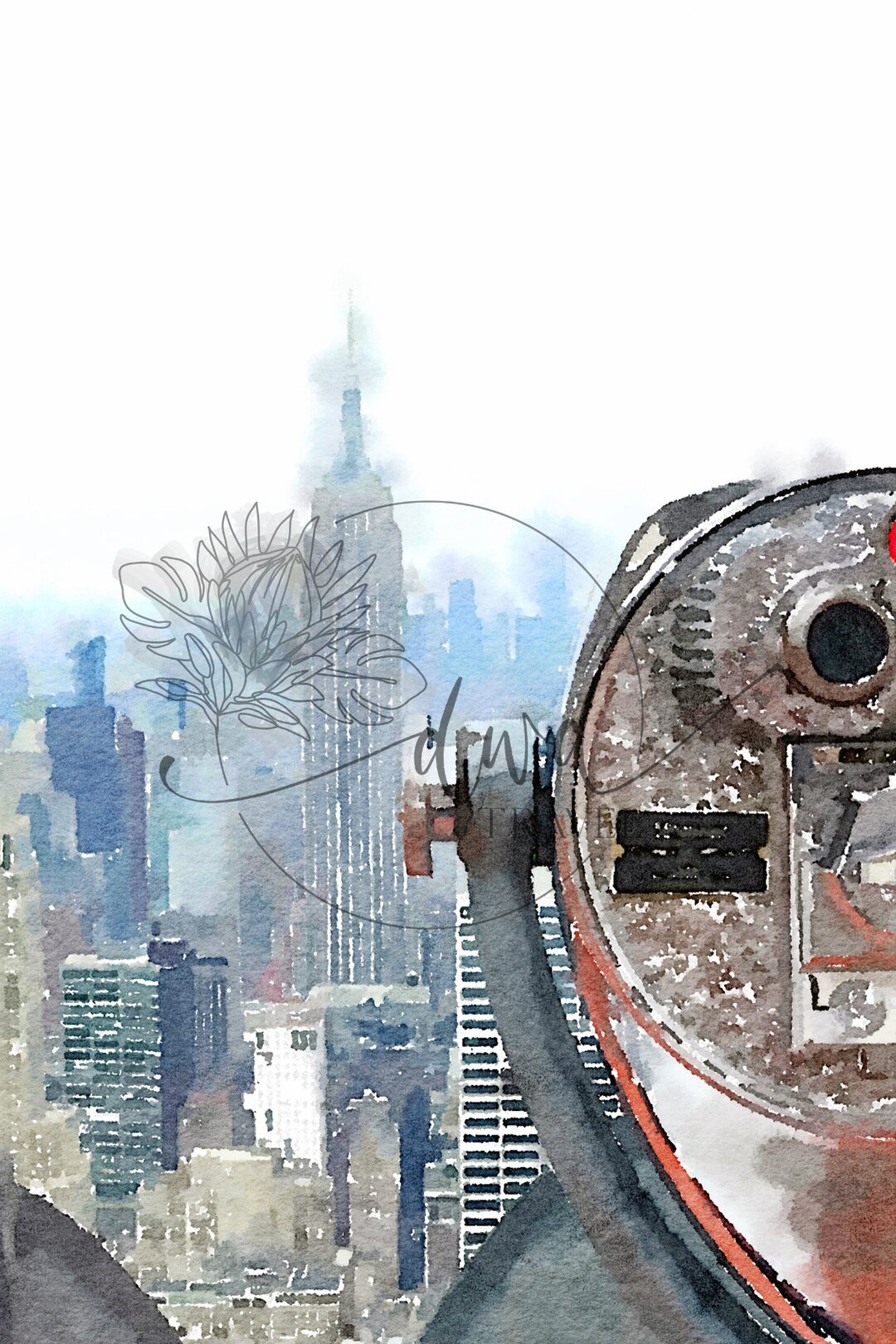 Watercolor New York City Skyline Digital Photo - Etsy
