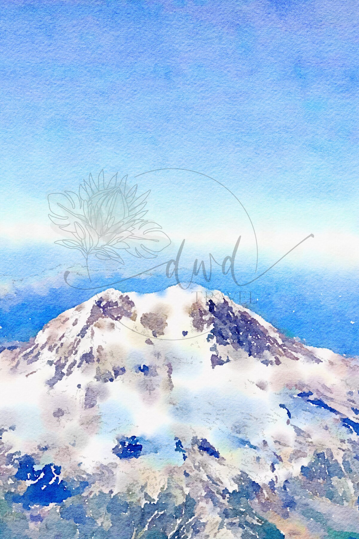 Watercolor Aerial Mount Rainier Art Digital Photo - Etsy