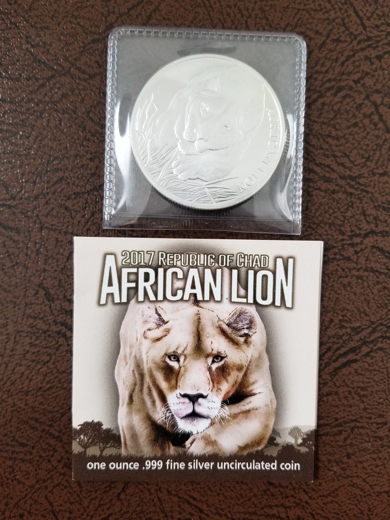 African Loin 1 OZ. Silver Coin .999 Pure Silver With C.O.A. - Etsy