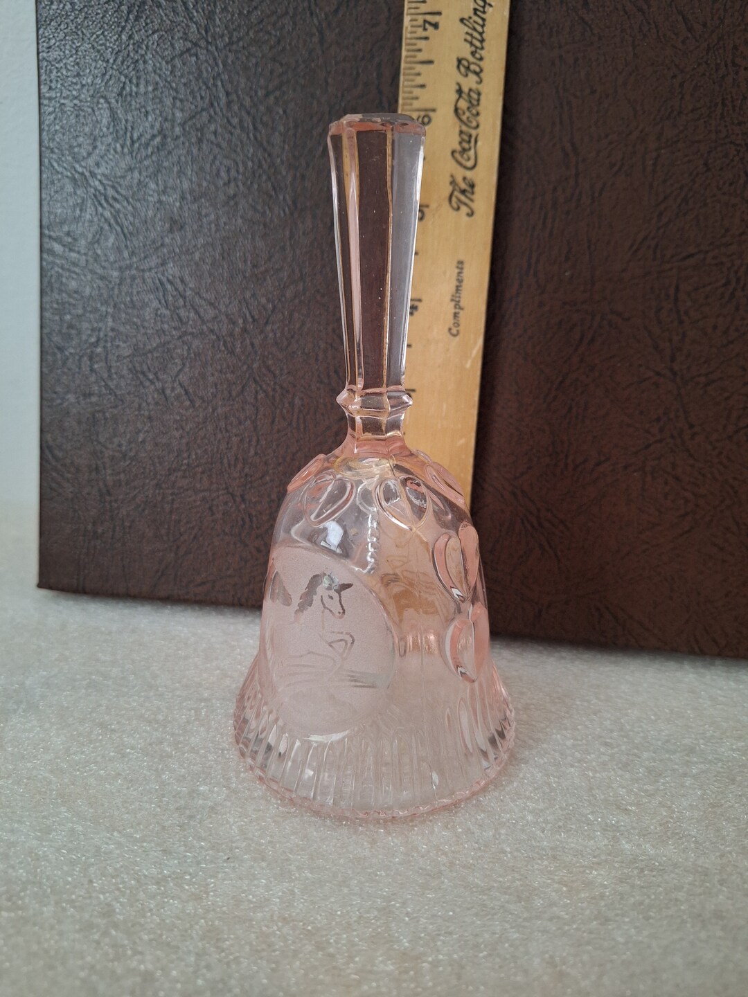 Pink Cut Glass Bell. Nice Ring and Very Ornate - Etsy