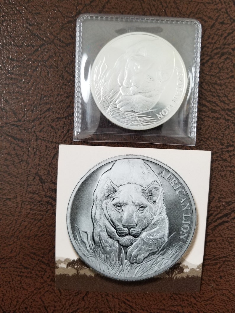African Loin 1 OZ. Silver Coin .999 Pure Silver With C.O.A. - Etsy