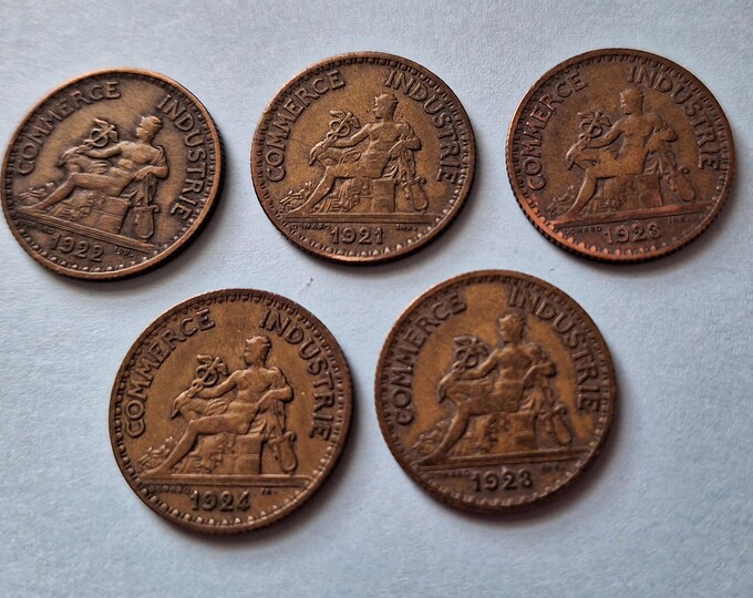 Group of 5 Old Foreign Coin From the 1920s. 1 Franc Coins, Very Nice - Etsy