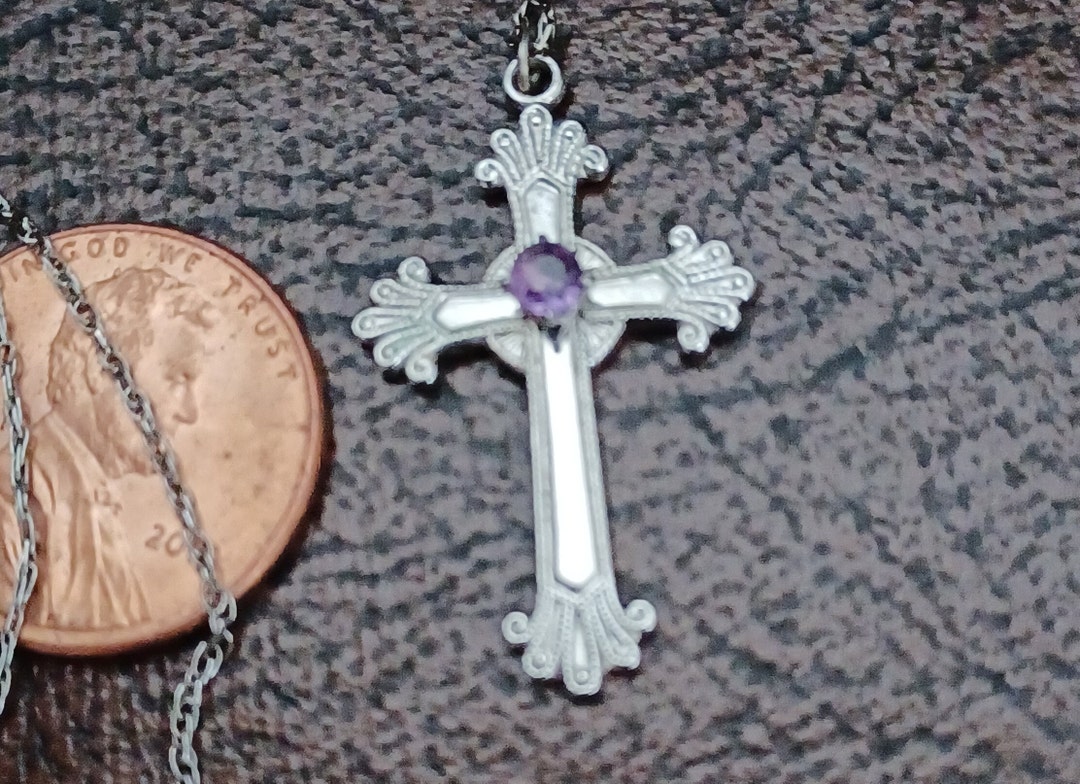 Sterling Silver Link Chain 18" W/ Cross Pendant VERY NICE - Etsy