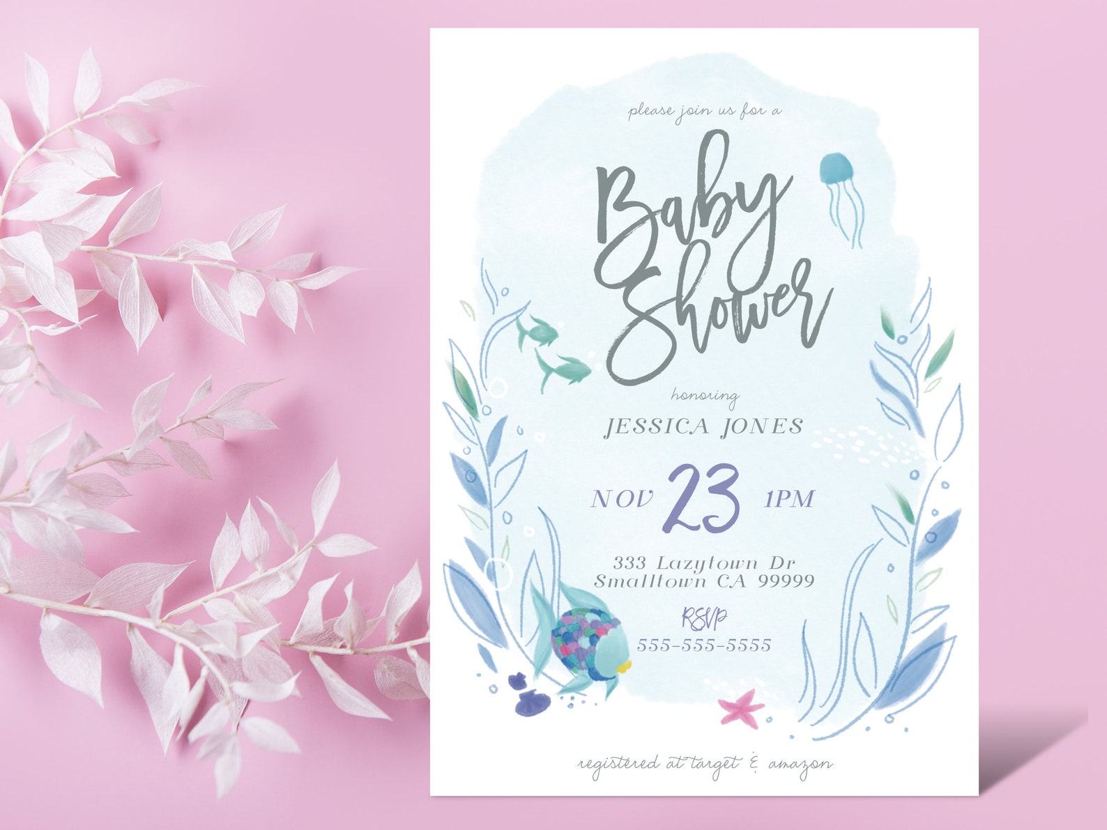 Rainbow Fish Watercolor Baby Shower Invite - Etsy
