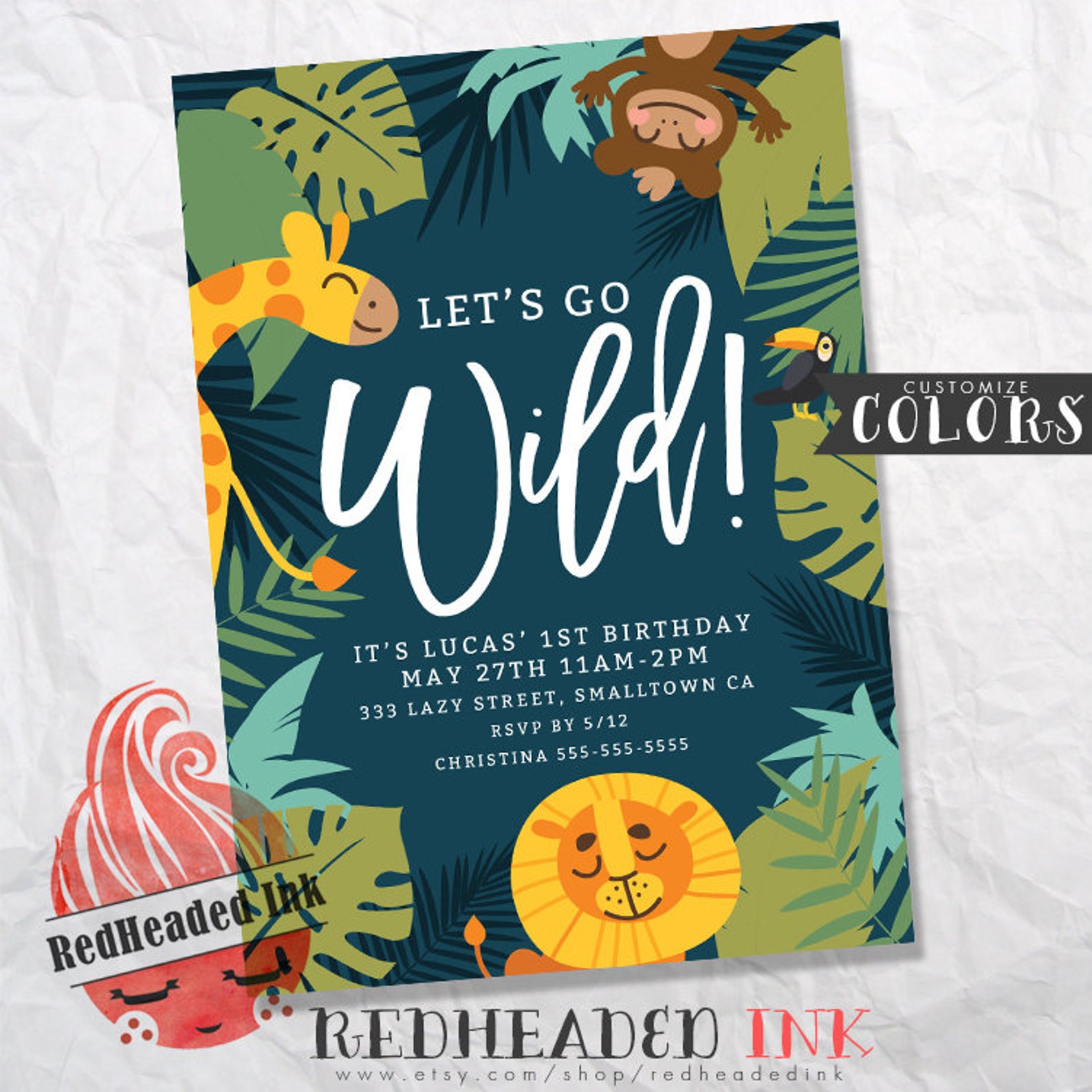 Let's Go Wild Jungle Birthday Invitation | Etsy