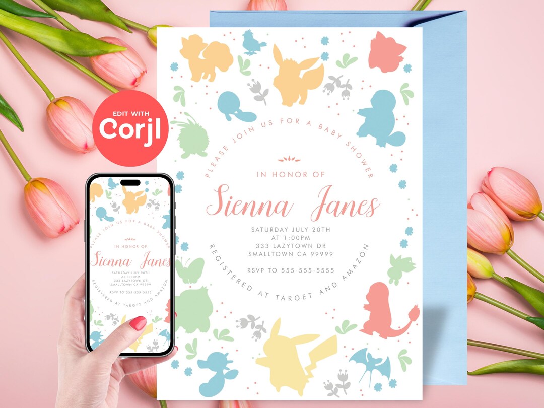 Collect 'em All! Baby Shower Invite - Editable Instant Download, Edit ...